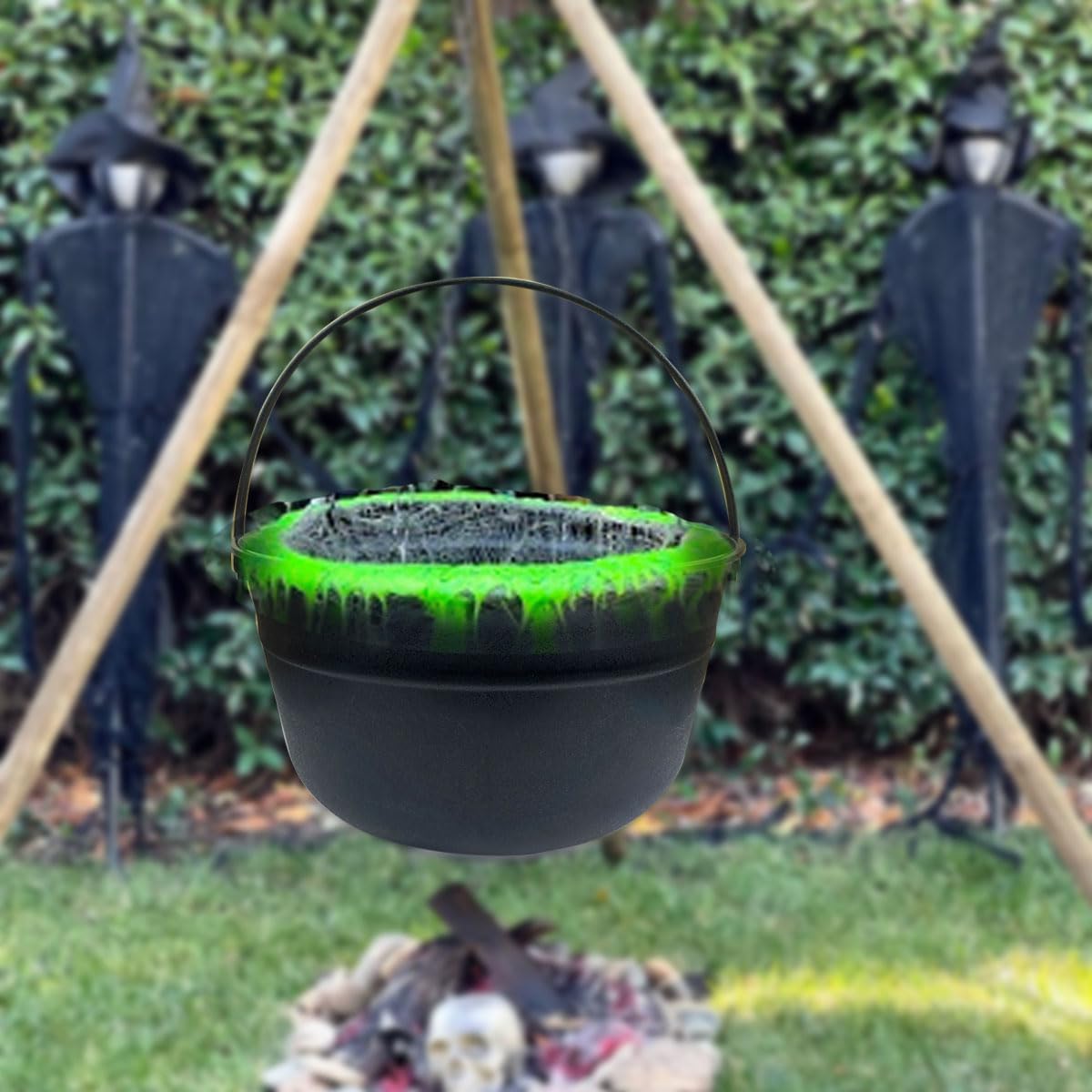 DQFAQYY Large Halloween Black Cauldron 12.6" Plastic Witch Cauldron Candy Bowl Kettle, Pot and Bucket Trick or Treat Party Supplier Decorations