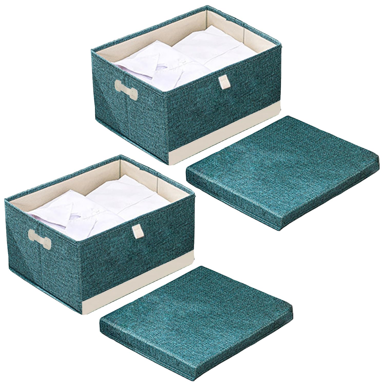 GUO FENG DIAO ® A++with Lids Fabric Foldable Storage Bins Organizer Containers Baskets with Lid for Home Bedroom Closet Office