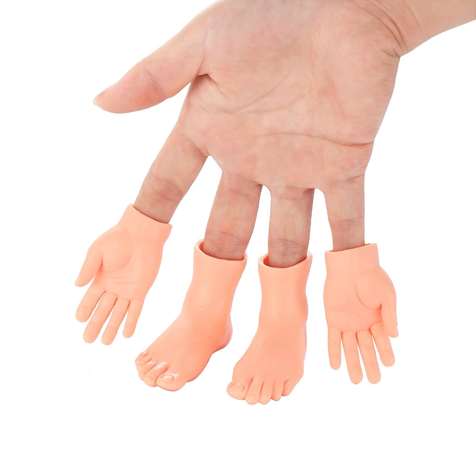 DR DINGUS Finger Hand & Feet Puppets - 4 Hands, 4 Feet, 4 Handles - Premium Rubber Little Tiny Finger Hands β Fun and Realistic Design β Ideal Gag Present