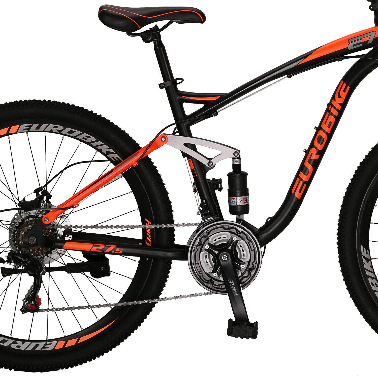 EUROBIKE Mountain Bikes Men 27.5 Adult 18 inch Frame (Orange)