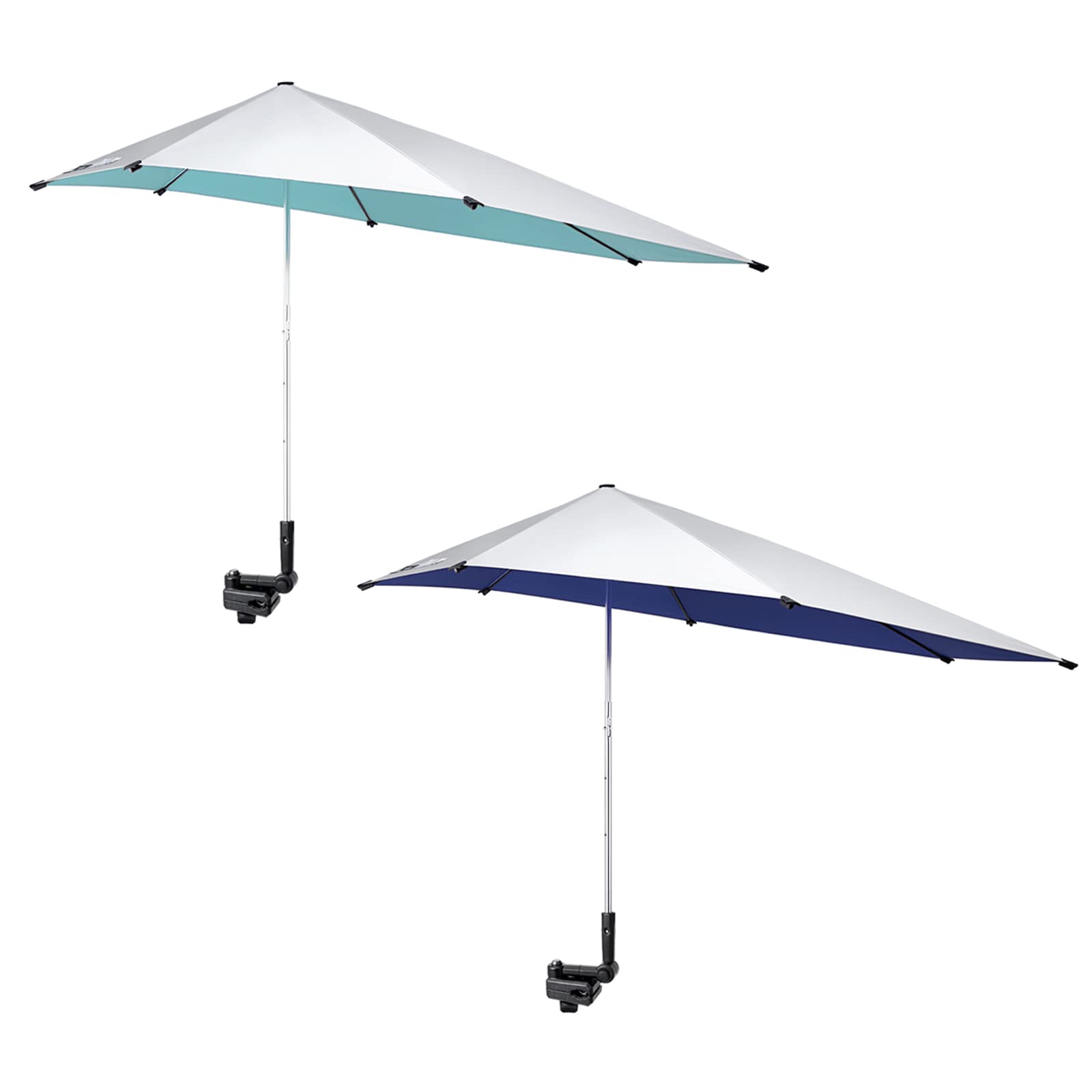 G4Free 2 Pack Height Adjustable Chair Umbrella with Universal Clamp for Beach Chair, Golf Cart, Wheelchair, Stroller, Wagon (Lake Blue & Deep Blue)