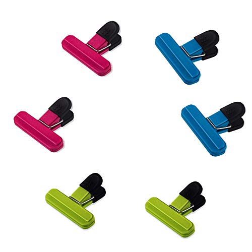 ORIJOYNA 6 Pcs Heavy Duty Chip Bag Clips - Plastic Air Tight Seal Grip Assorted Colors for Crisp Coffee, Snacks, and Bagged Food
