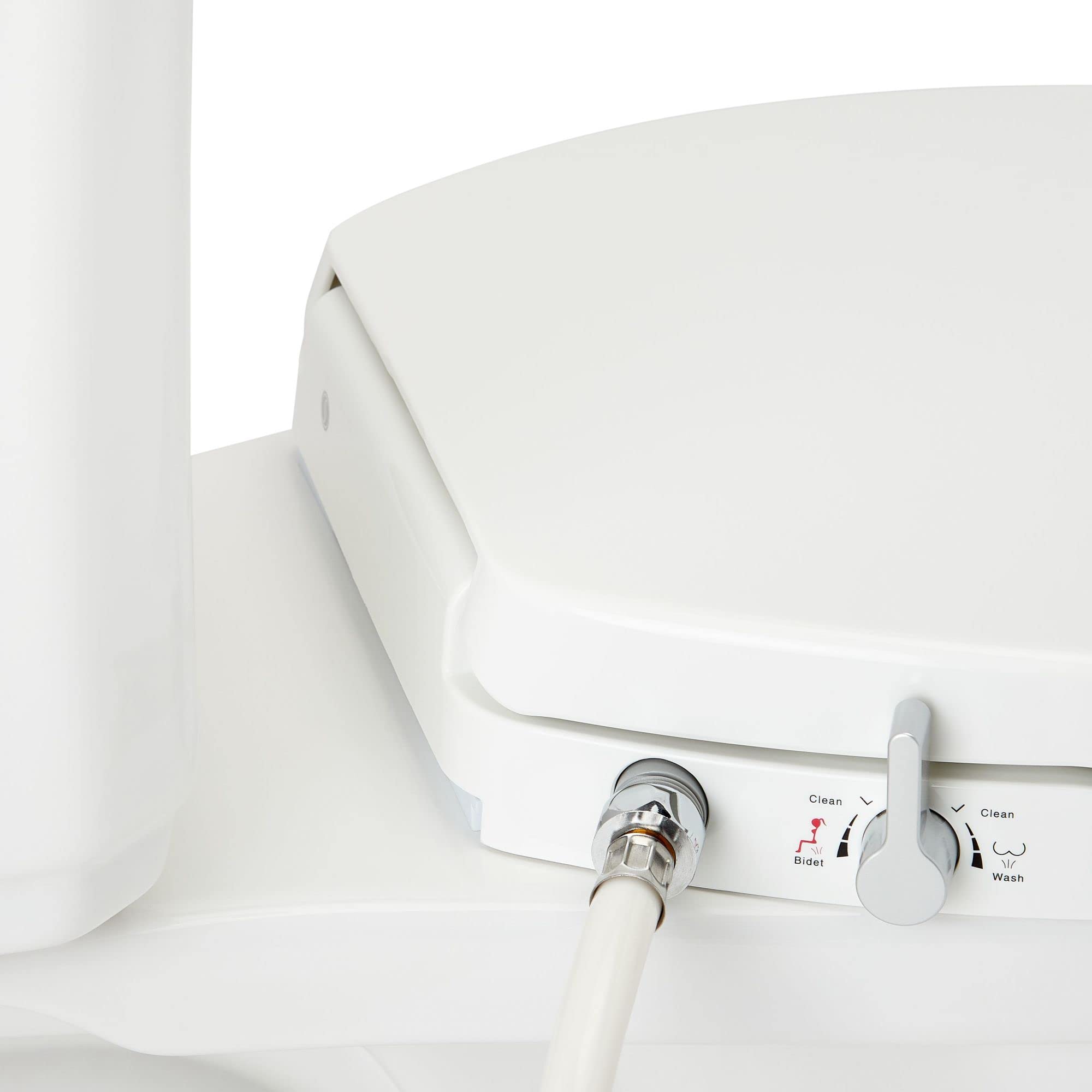 Signature Hardware 482473 Benbrook 1.28 GPF Two Piece Elongated Toilet - ADA Compliant, Bidet Seat Included - White/Chrome Lever