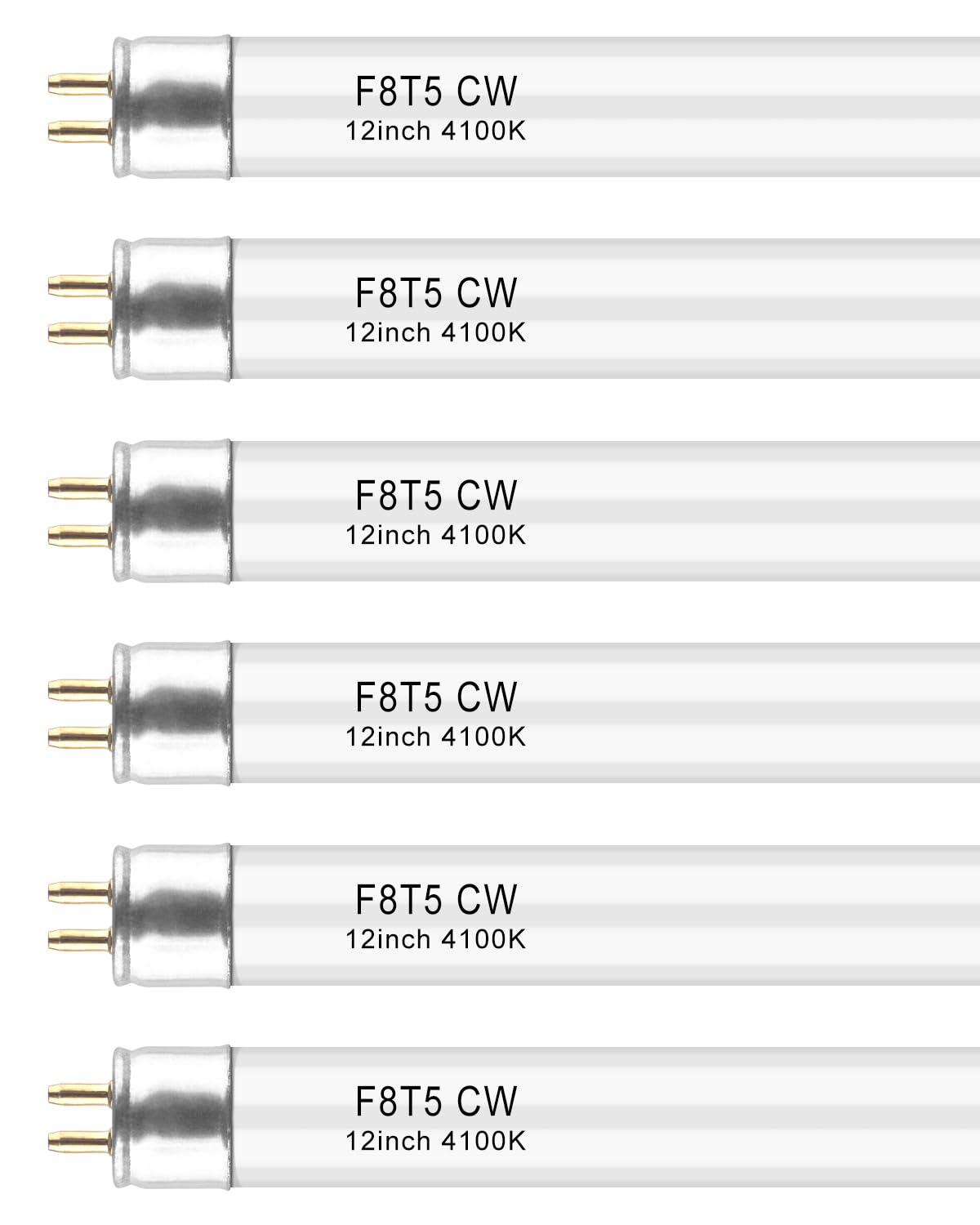 PACETAP F8T5 CW 4100k Fluorescent Bulbs 12 Inch 6 Pack, 8 Watts Linear Under Cabinet Fluorescent Light Bulb, G5 Mini Bi Pins Base Replacement Tube for Under Cabinet Light, RV, Closet