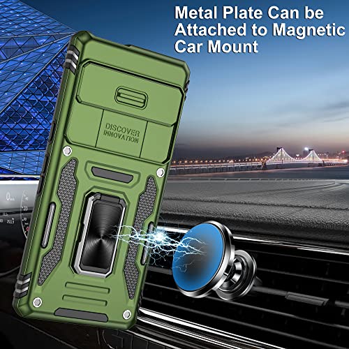 Pixel 7 Pro case, Google Pixel 7 Pro Case with Slide Camera Cover,Google Pixel 7 Pro Phone Case with HD Screen Protector, Magnetic Kickstand Case for Google Pixel 7 Pro,Green