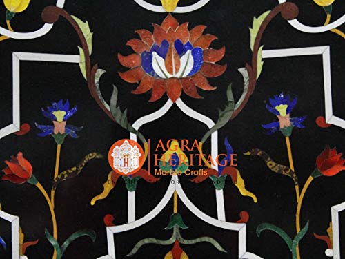 Marble Dining Side Table Top Marquetry Inlaid Gemstone Home Garden
