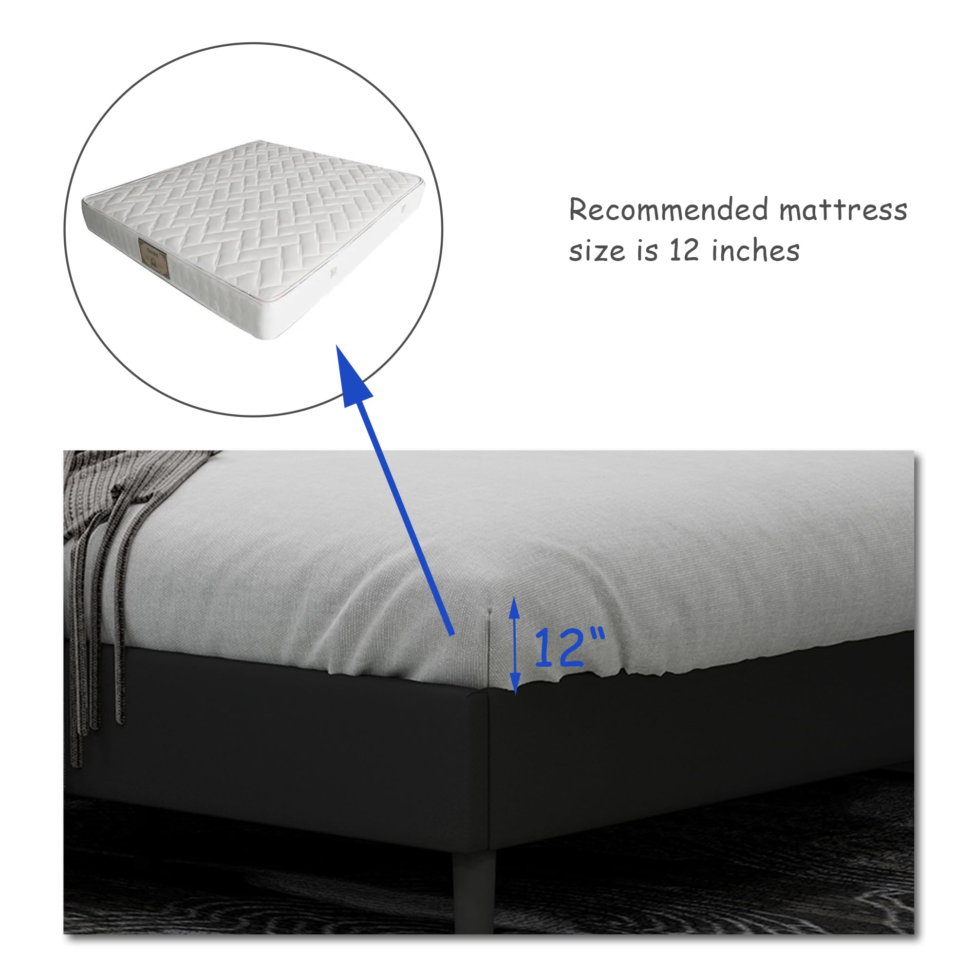 Tuconia Upholstered Platform King Size Bed Frame with Adjustable Headboard Wooden Slats Support No Box Spring Needed Noise-Free Velvet Beige