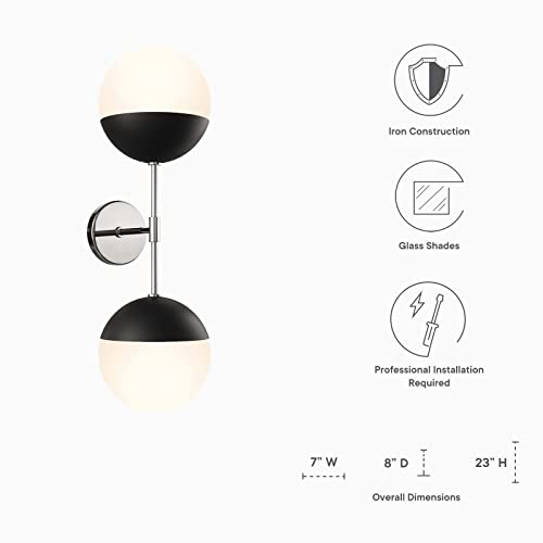 Modway Stellar 2-Light Wall Sconce in Opal Polished Nickel