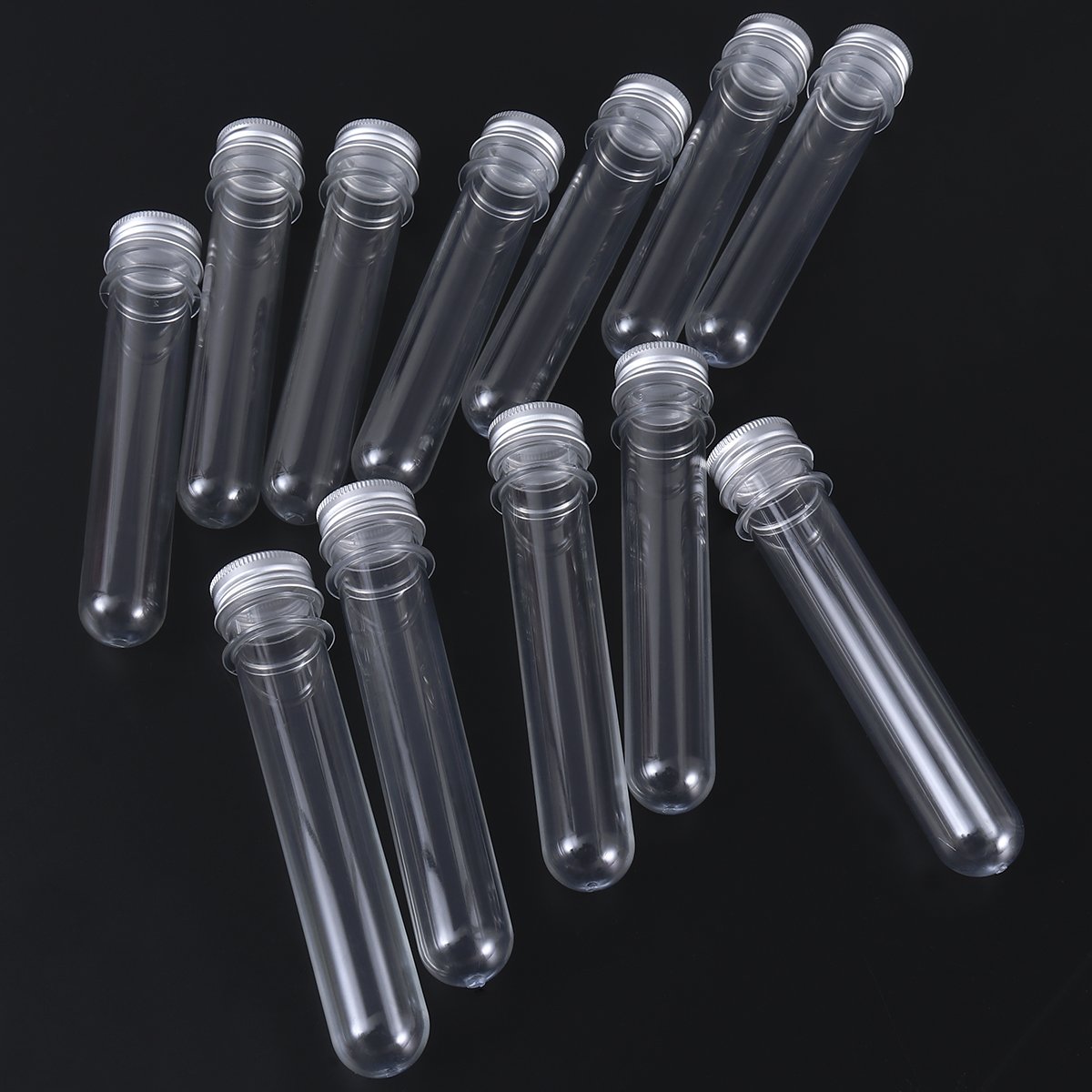 UEETEK 12pcs 40ml Plastic Test Tubes with Screw Caps(Transparent)