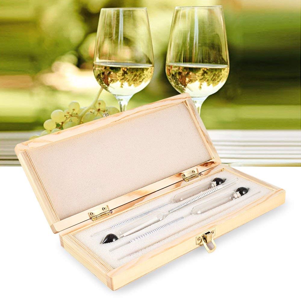 Mudent (100 Set Professional Hydrometer Alcoholmeter - 3pcs Hydrometer Alcoholmeter Set 0 to 100% Alcohol Meter Test + Thermometer for Wine Alcohol Whisky