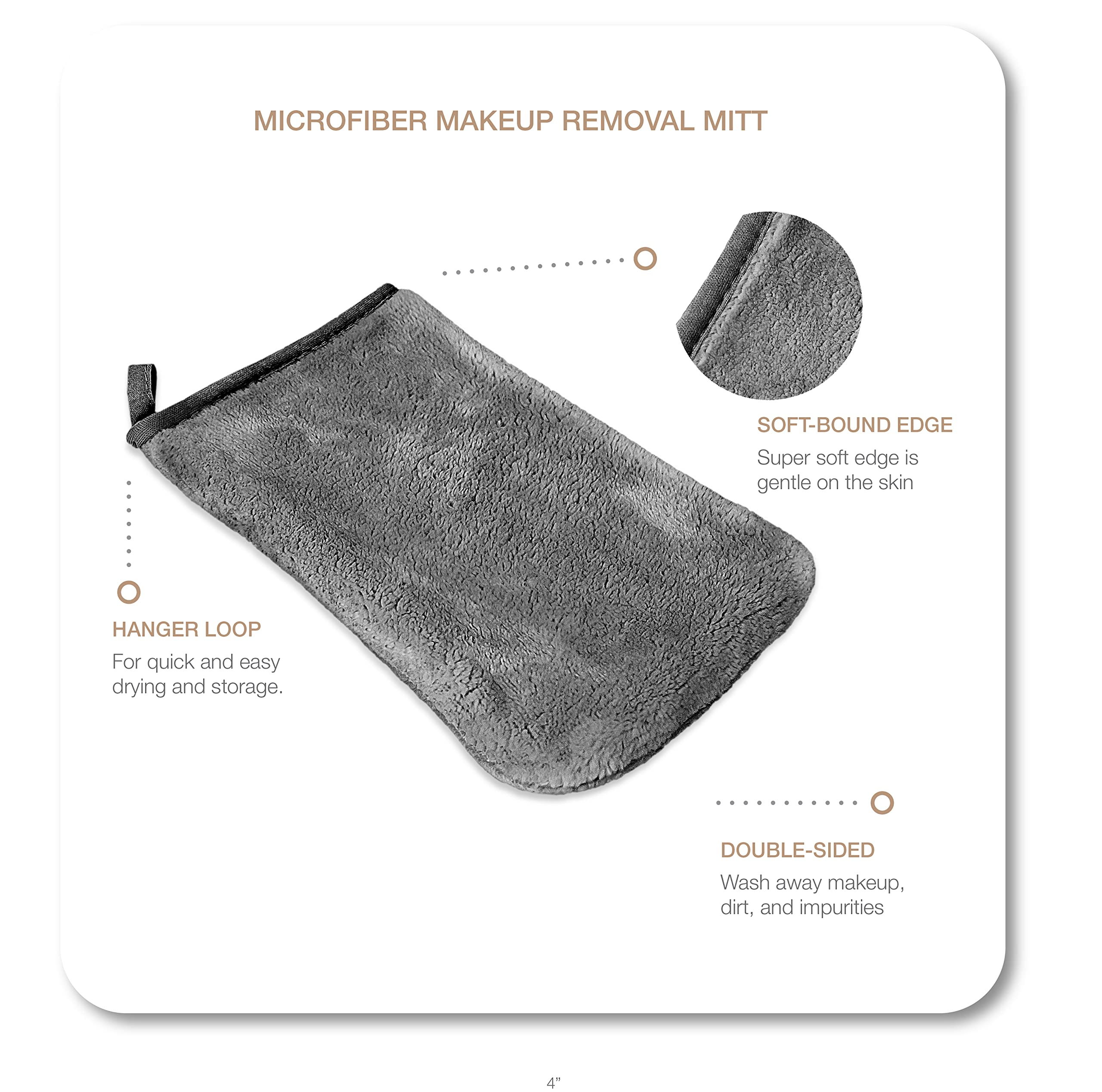 Eurow Microfiber Wash Cloth and Makeup Removal Facial Cleansing Cleaning Mitt, 3 Pack