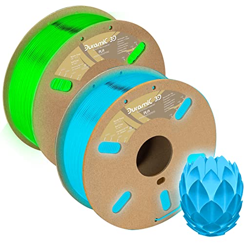 PLA Glow in The Dark Green and Blue Bundle, Duramic 3D Printing Filament 1.75mm, Dimensional Accuracy +/- 0.05 mm