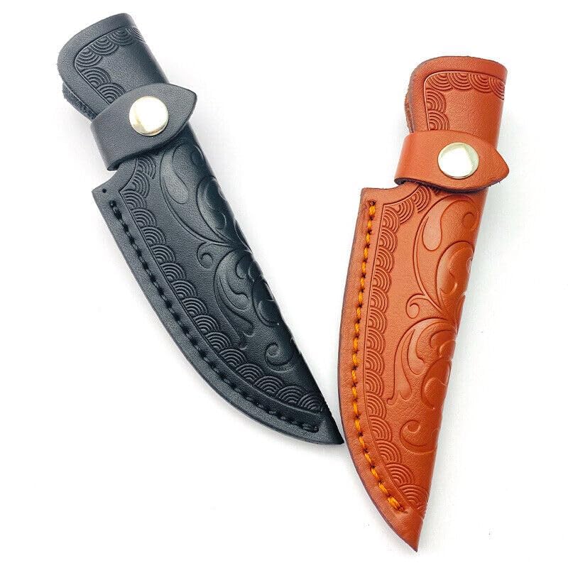 Leather Sheath Fixed Blade Straight Knife Leather Sheath Scabbard Pouch Brown/Black (Brown)