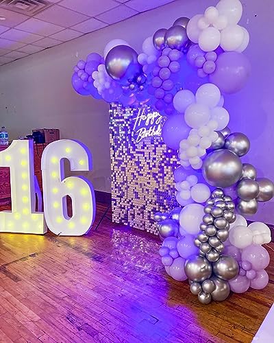 HOUSE OF PARTY Silver Shimmer Wall Backdrop -36 Panels Square Sequin Shimmer Backdrop for Birthday Wedding Anniversary Engagement Baby Shower & Bachelorette Decorations Party