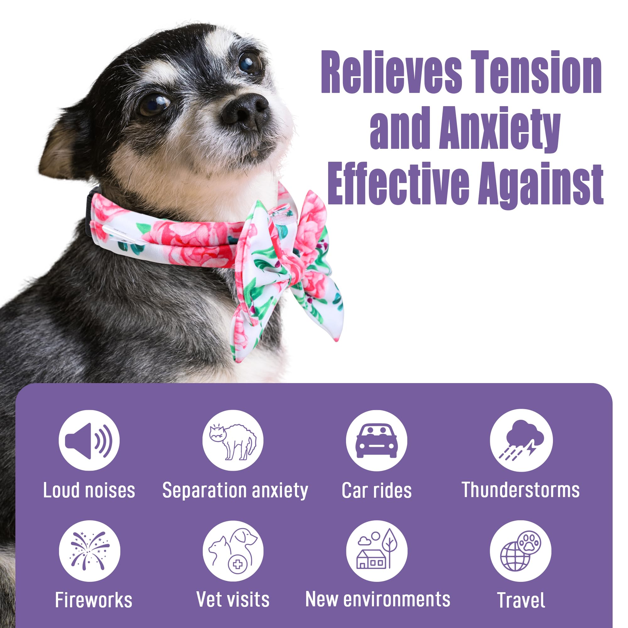 Paw Legend Dog Calming Collar for Dogs Filled with Lavender Anxiety Relief 100% Polyester Adjustable Thunderease Calming Collar (2 Pack, Medium)