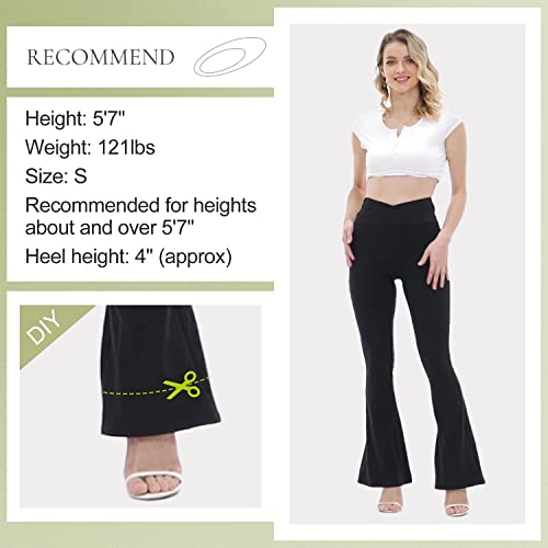 YOLIX Yoga Pants with Pockets for Women, Crossover High Waisted Flare Leggings Khaki