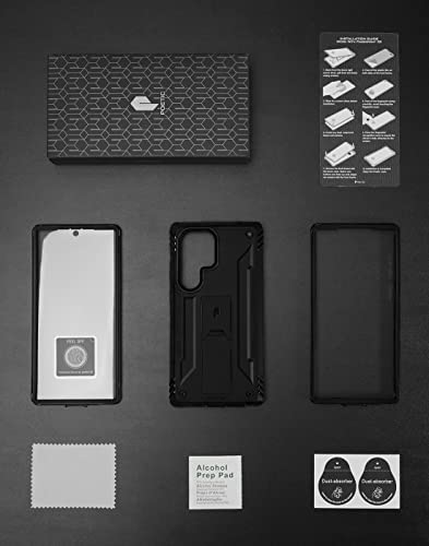 Poetic Revolution Case for Samsung Galaxy S23 Ultra 5G 6.8" (2023), Built-in Screen Protector Work with Fingerprint ID, Full Body Rugged Shockproof Protective Cover Case with Kickstand, Black