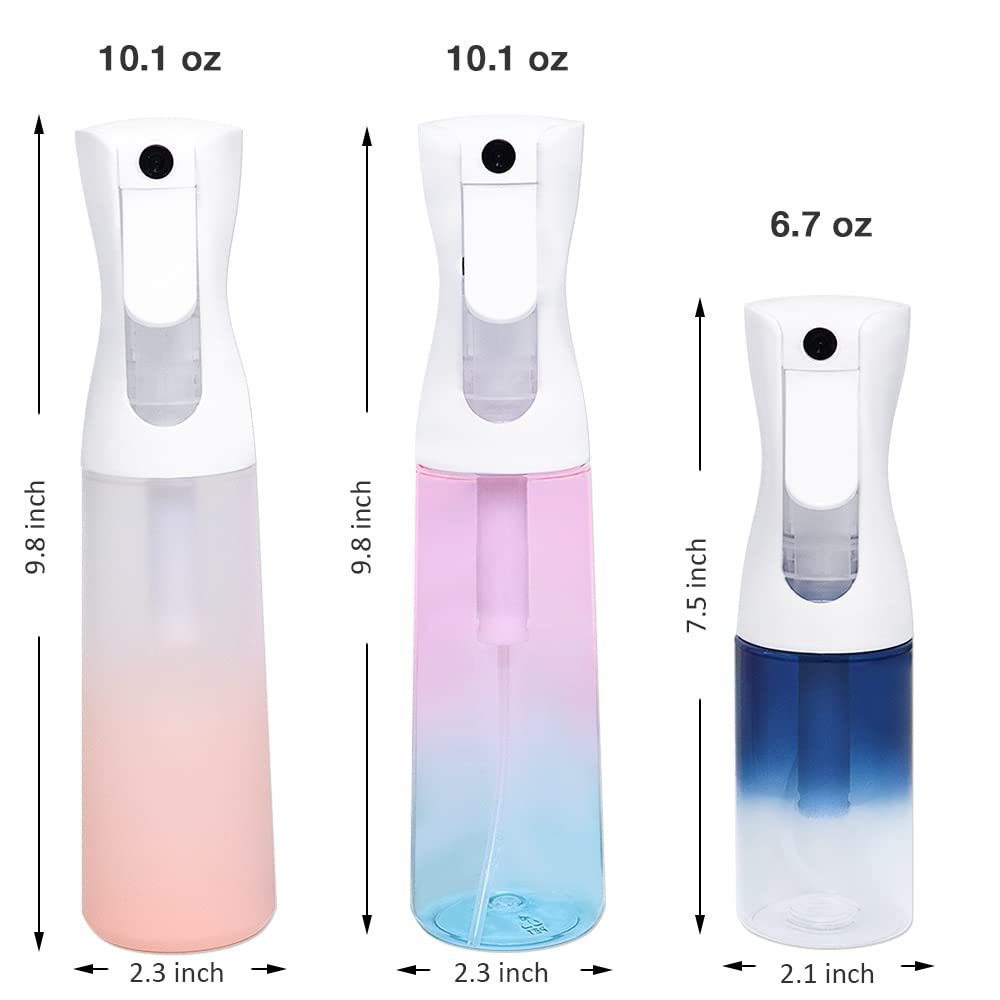 Set of 3 Continuous Spray Bottle, Refillable Fine Mist Spray Bottles, Hair Spray Bottles