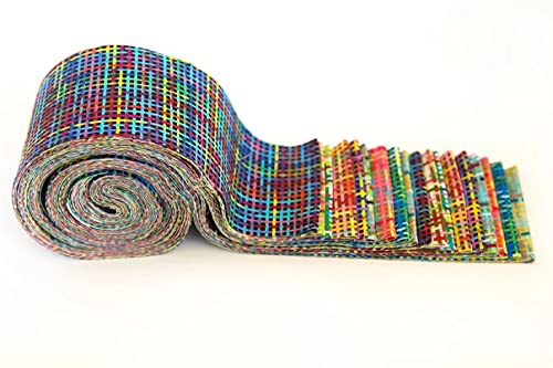 Plaid Jelly Rolls Fabric, 2.5 inch Pretty in Plaid Jelly Roll Fabric Quilting, 100% Cotton Pre-Cut Quilt Fabric Quilting 18 Strip