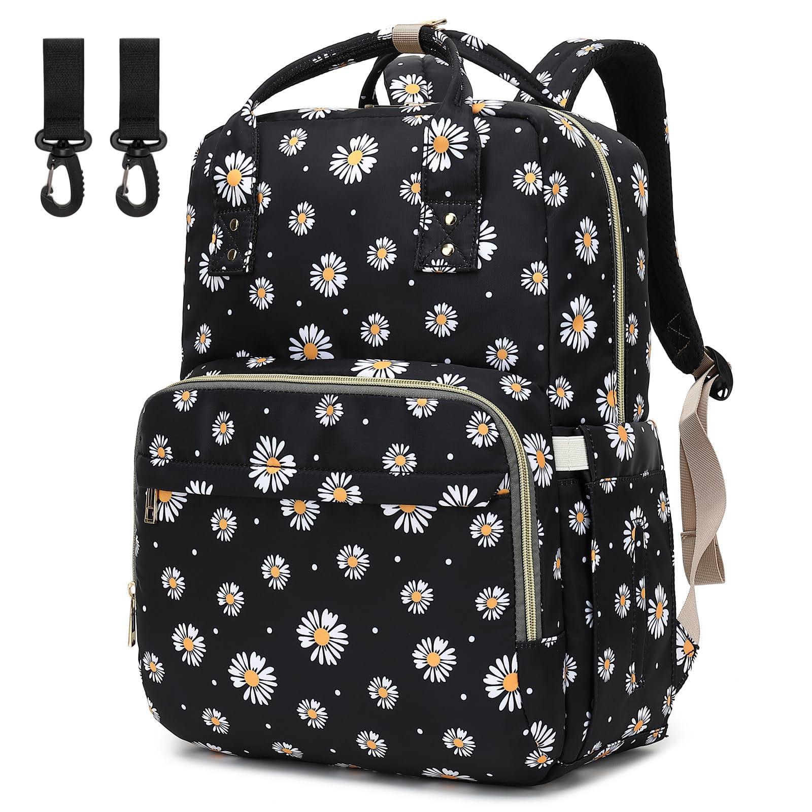 Kouxunt Cow Print Diaper Bag Backpack for Baby Girls Boys, Waterproof Maternity Nappy Backpacks with Stroller Straps Luggage Strap for Moms