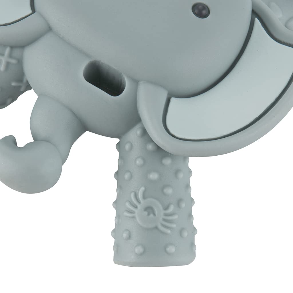 Itzy Ritzy - Ritzy Teether for Molars - Massages Sore Gums & Reaches Back Molars - Silicone Baby Teething Toy with Multiple Textures & Flexible Design - Teething Relief for 3 Months & Up (Elephant)