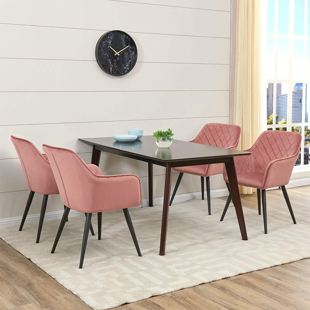 DUHOME Modern Accent Chairs,Home Office Mid-Back Support Mid-Century Arm Chair Leisure Upholstered Chair with Metal Legs Living Room Reception Side Chairs with Armrest (Grey)