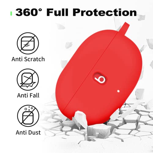 MOLOVA Silicone Case Cover for 2021 New Beats Studio Buds, Anti-Lost Shockproof Protective Case Cover for Beats Studio Bud with Keychain Easy Carrying Replacement Case with Carabiner(Red)