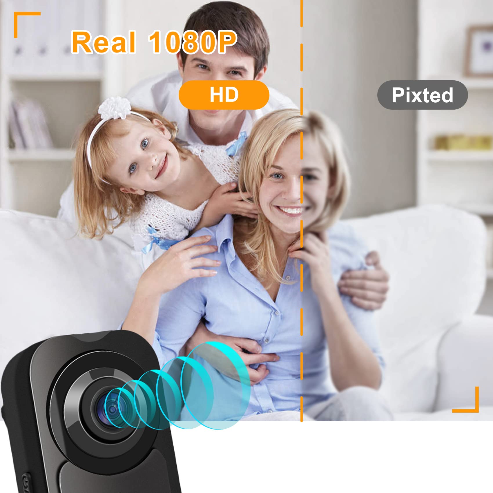 HOT2GO Mini Body Camera, Nanny Cam Hidden Camera with HD 1080P, 6 Hours Battery Life, Night Vision Spy Camera with 64G TF Card, Suitable for Cycling Home Office Security