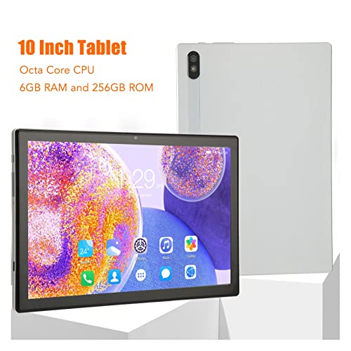 lonuo Office Tablet, White 10 Inch Tablet 5G WiFi 7000mAh 6GB RAM 256GB ROM for Business (US Plug)