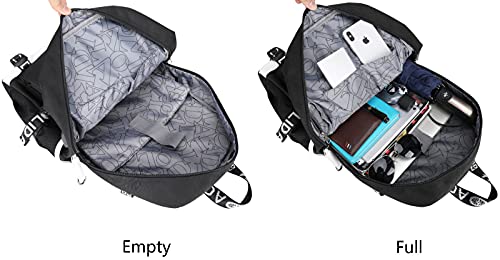 Roffatide Anime One Piece Laptop Backpack with USB Charging Port & Headphone Port Roronoa Zoro Rucksack with Printed Backpack for Men Women Graphic Travel Backpack