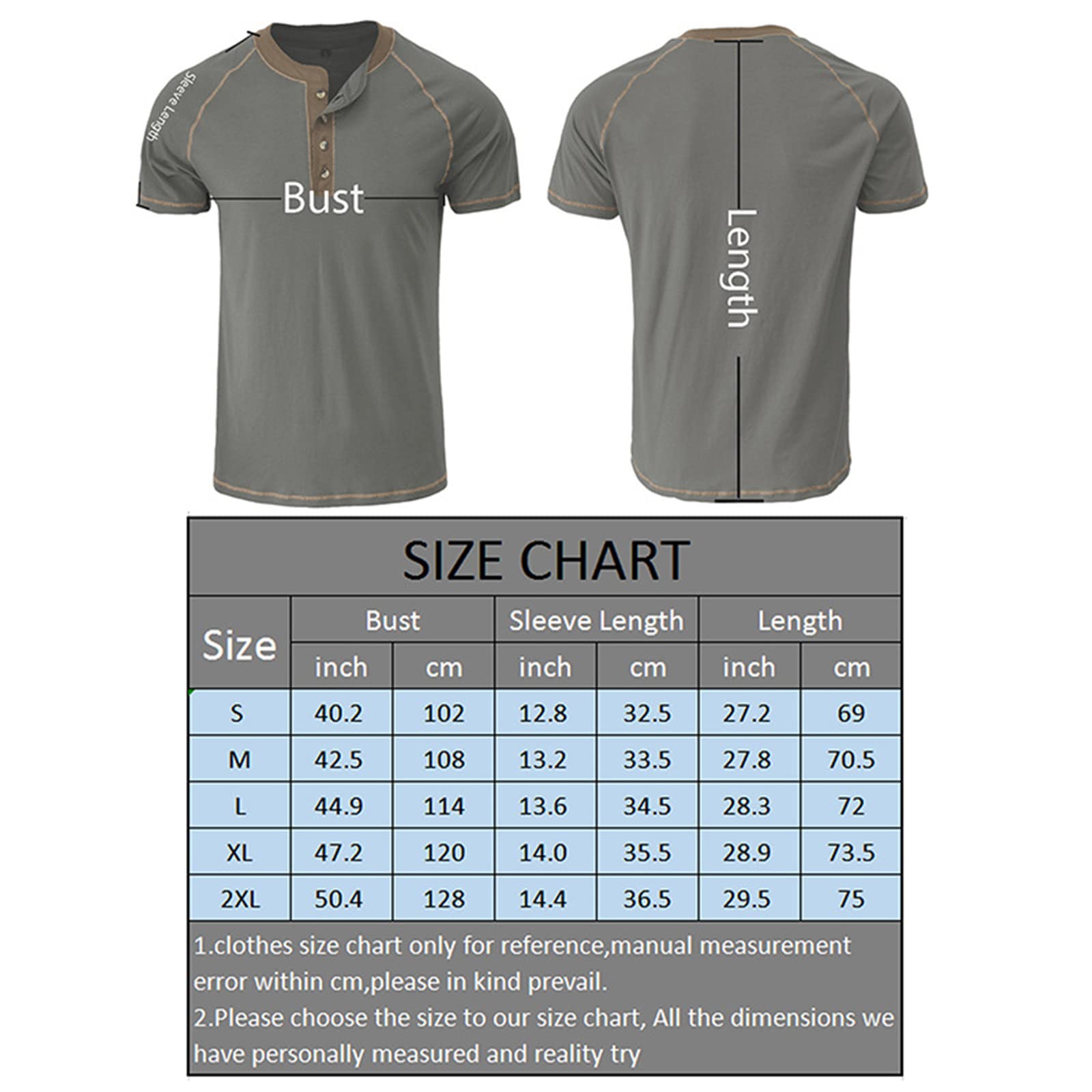 Fashion Men’s Henley Shirts Casual Cotton Short Sleeve Classic Solid Color T Shirts Comfort Tee Top Blue