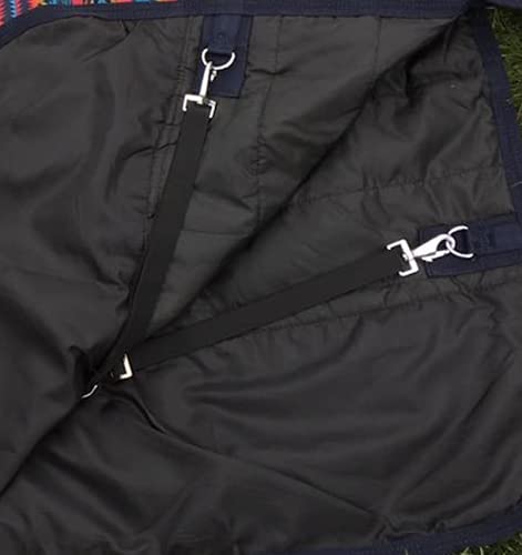 Tech Equestrian 1200 Denier Horse RAIN Sheet (Waterproof/Breathable & Wind Proof Turnout Sheet) Horse Breathable RAINSHEET (Black-Turquoise, 78)