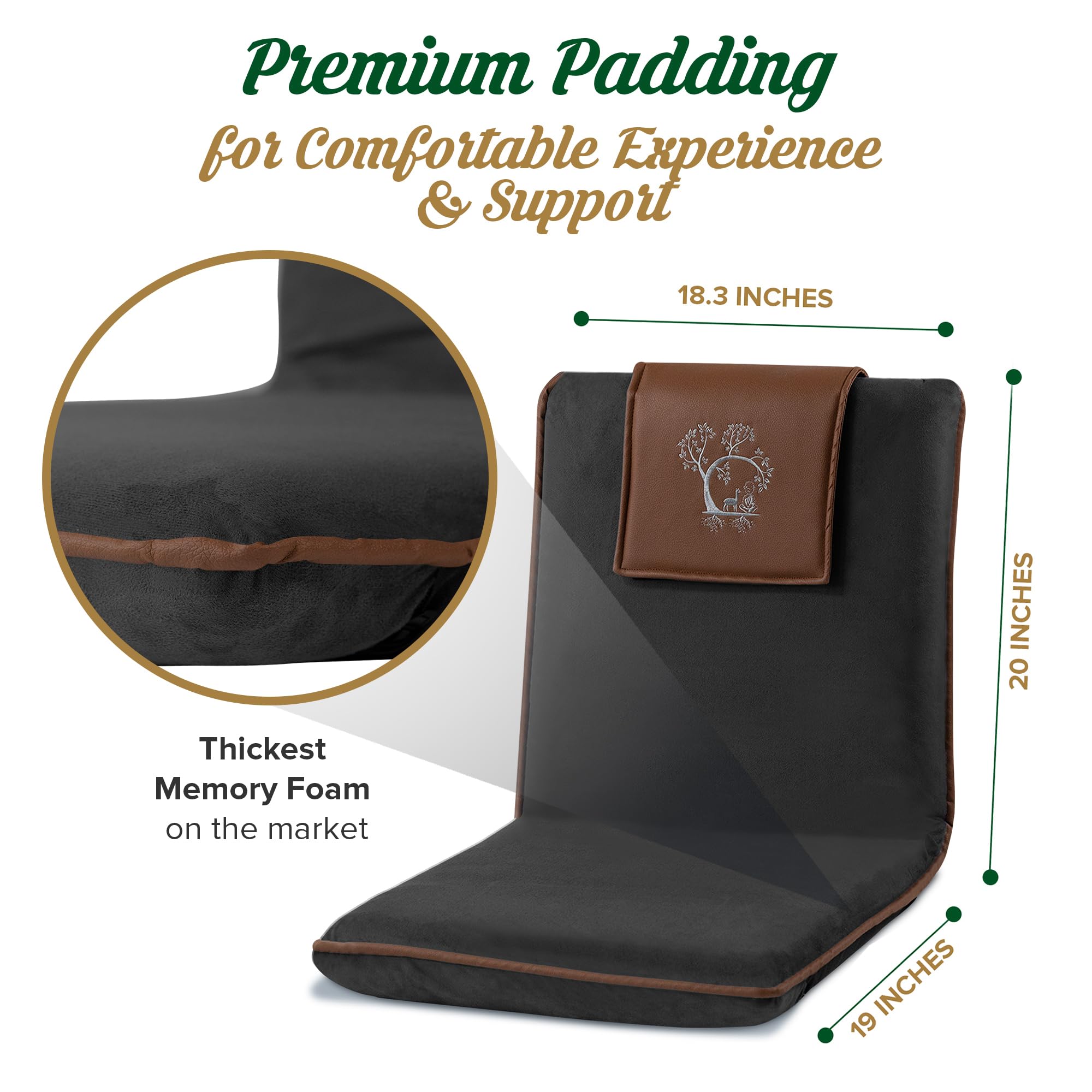 Japanese Meditation Floor Chair with Back Support for Adults - Premium Meditation Chair with Adjustable & Foldable Back for Seating, Yoga & Gaming β Folding Backjack Chairs with Backrest for Adults
