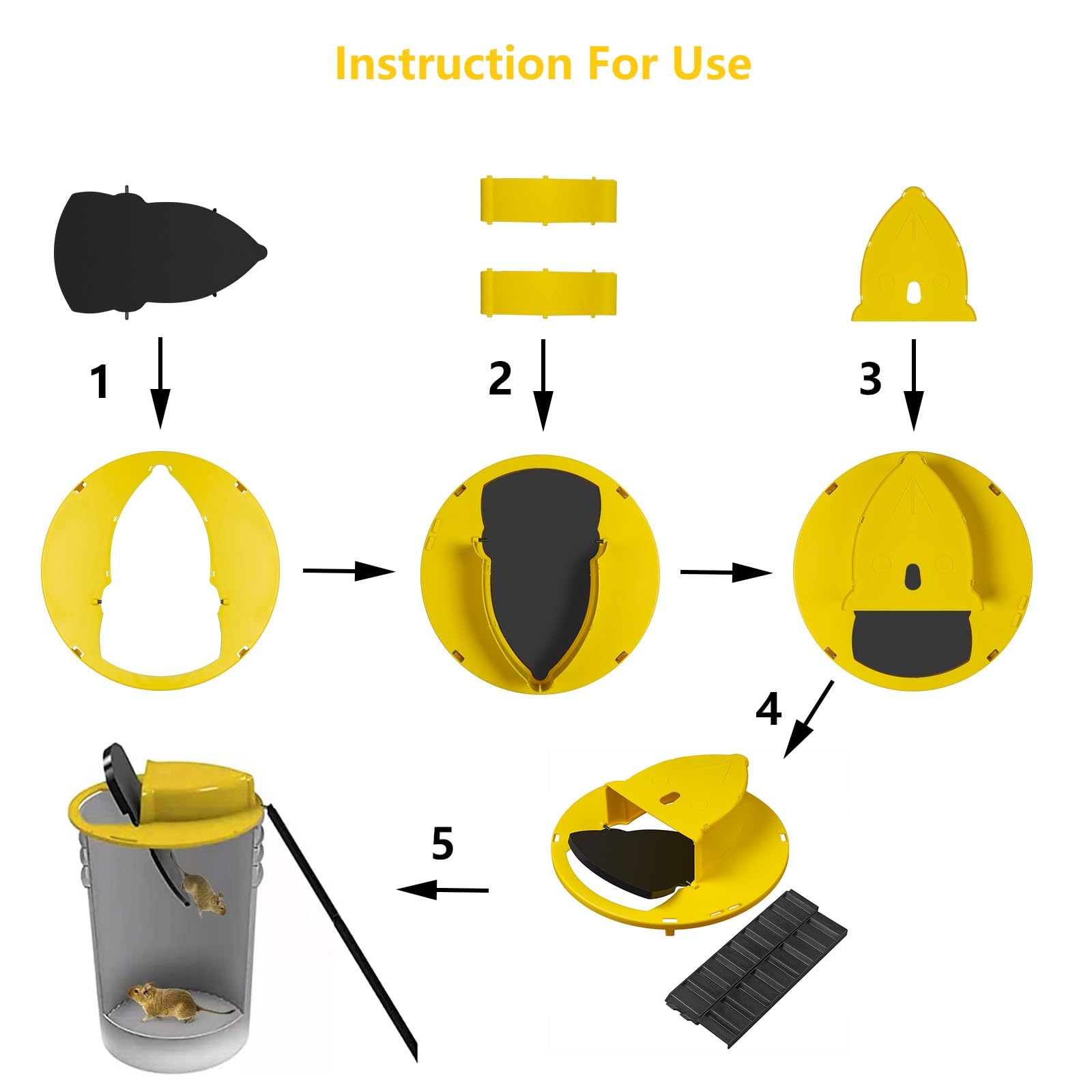 Mice Mouse Trap Bucket Lid,Mouse Trap Bucket Flip Lid,Auto Reset Multi Catch Humane Rat Trap for Indoor Outdoor | 5 Gallon Bucket Compatible |Mouse Rat Trap Bucket Lid (3Pack) 1050
