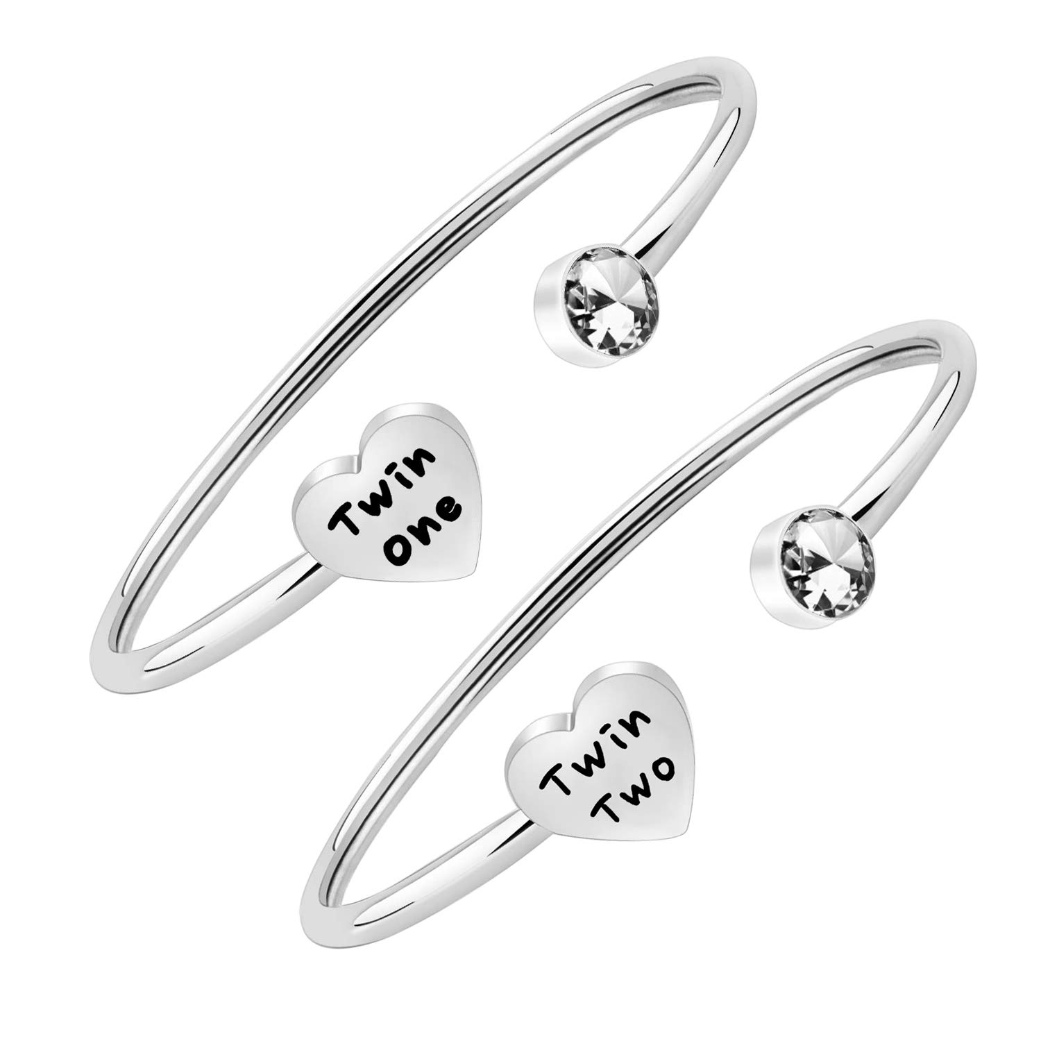 Gzrlyf Twin Cuff Bracelets Twin One Twin Two Jewelry Twin Gifts for Twins (Cuff Bracelet Set)