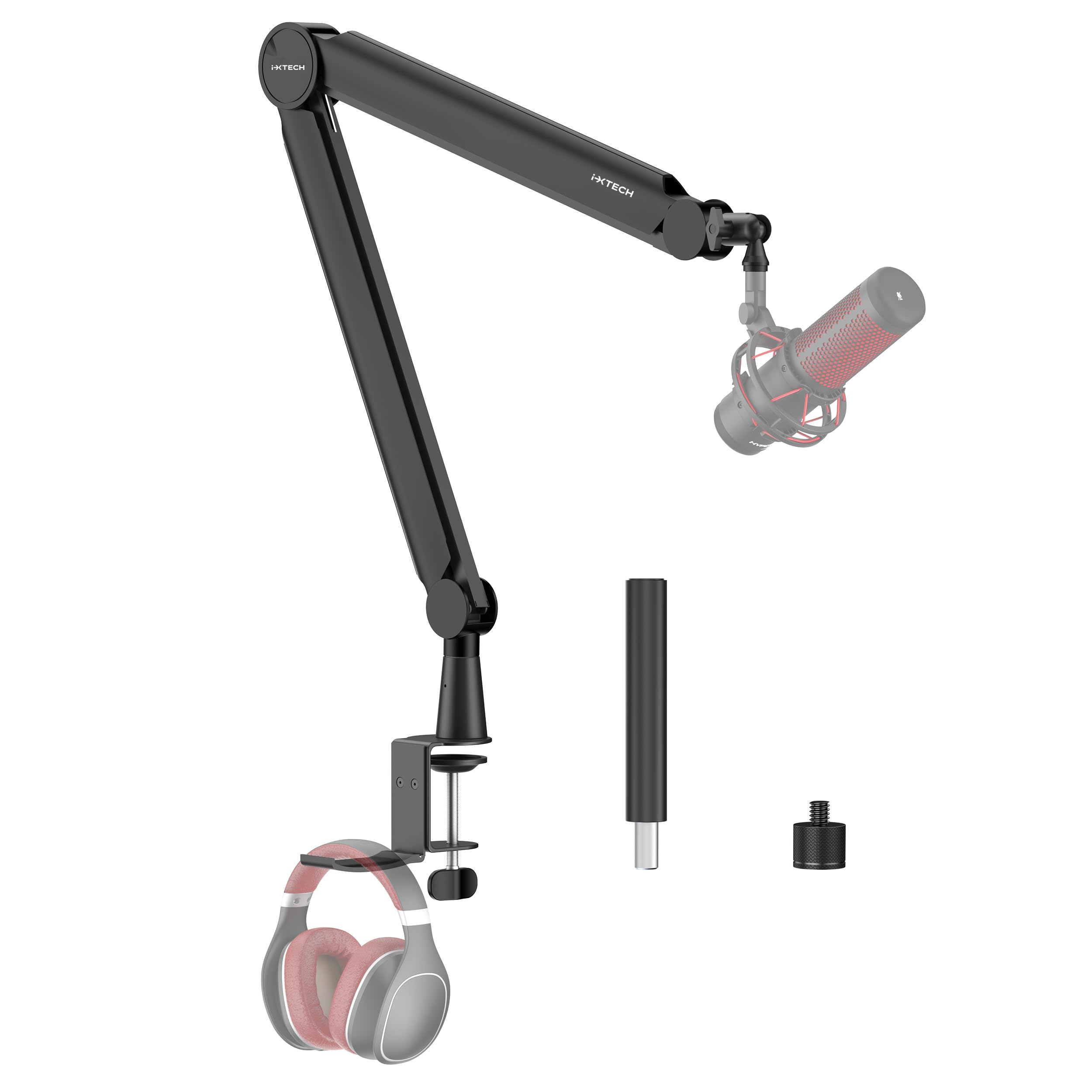 IXTECH Mic Arm Boom Arm 360° Rotatable Microphone Boom Arm Mic Boom Arm with Desk Mount, Fully Adjustable, for Podcast, Video, Gaming, Radio, Studio Recording, Sturdy and Universal VALIANT Pro