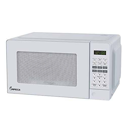 Impecca CM-0772W Countertop Microwave Oven w/ 10 Power Levels, Child Lock, LED Lighting, 700Watt & 0.7 Cu. Ft., Convenient Cooking Controls and Touch Pad Panel, White Color