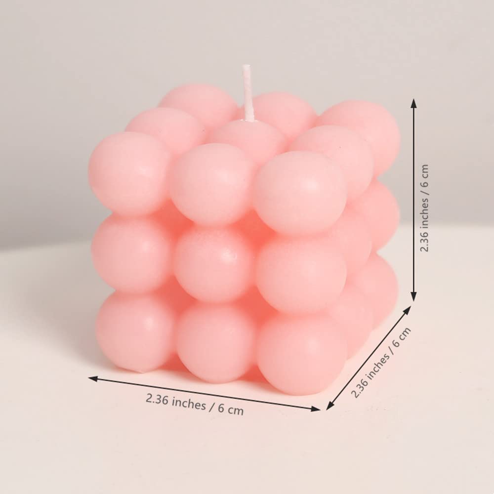 Pack of 2 Bubble Candles - Smokeless Cubed Soy Scented Candles, Aesthetic Home Decor Candles, Home Use and Gifting (White + Pink)