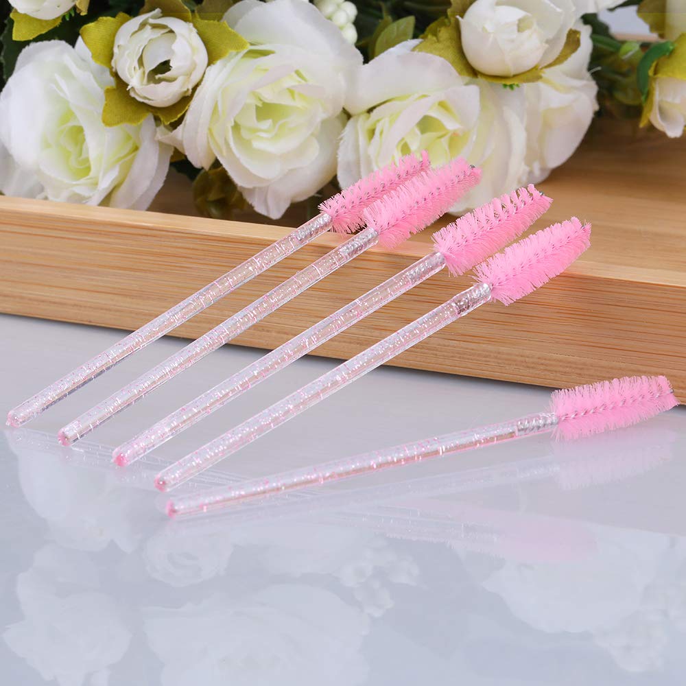 G2PLUS 100PCS Eyelash Mascara Brushes, Disposable Lash Spoolies, Crystal Eyelash Brush Makeup Kits for Eyelash Extensions and Eyebrow Brush