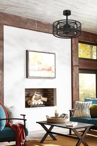 Fanimation Studio Collection LP8350BLAZ Vintere Caged Ceiling Fan with LED Light Kit, 20 Inch, Aged Bronze