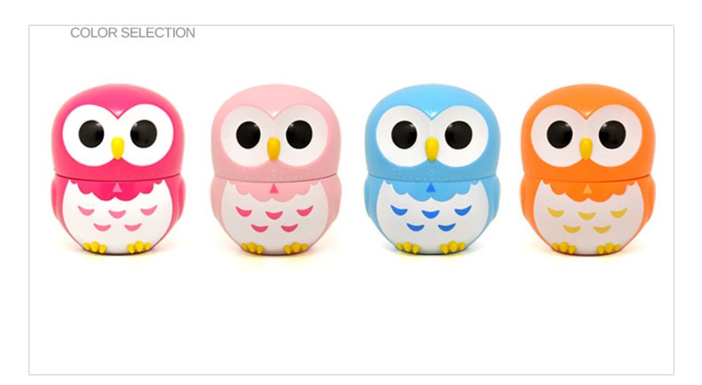 Golandstar Cute Cartoon Owl Timers Mini Size 60 Minutes Mechanical Kitchen Cooking Timer Clock Loud Alarm Counters Manual Timer (Orange)