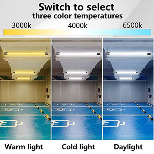 Royana LED Shop Light Linkable, 4FT 40W LED Ceiling Lights for Garage Utility Light Fixture 6500k/3000K/4000K LED Workbench Light W/Plug Hanging, Black - ETL- 4 Pack