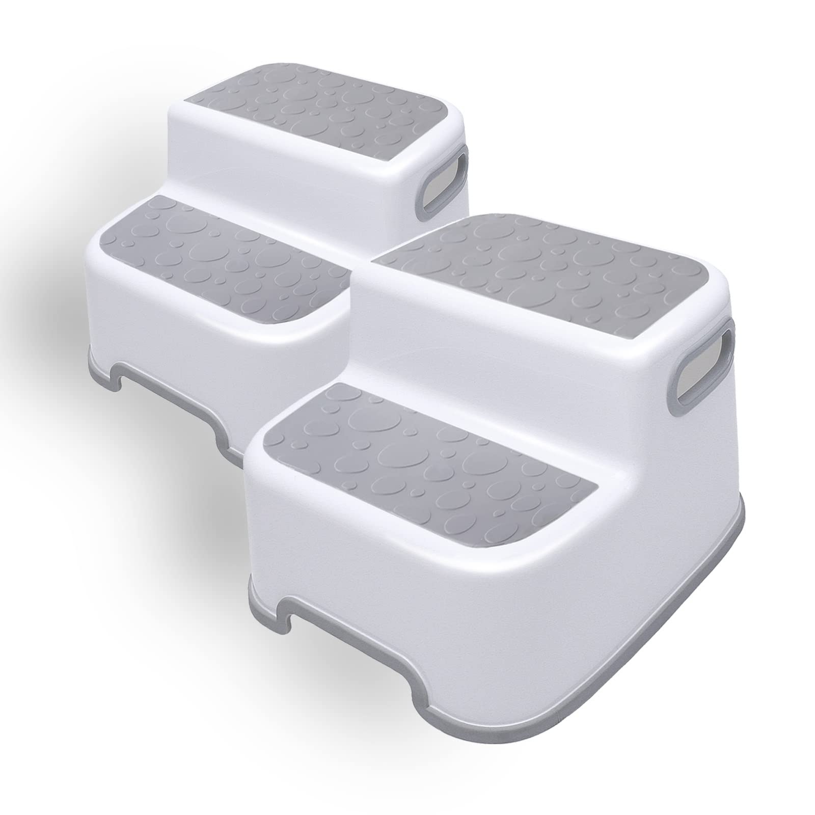 KuKuBeBi (2 Pack) Step Stool for Toddlers and Kids, Anti-Slip and Sturdy Two Step Stool for Kitchen and Bathroom Sink