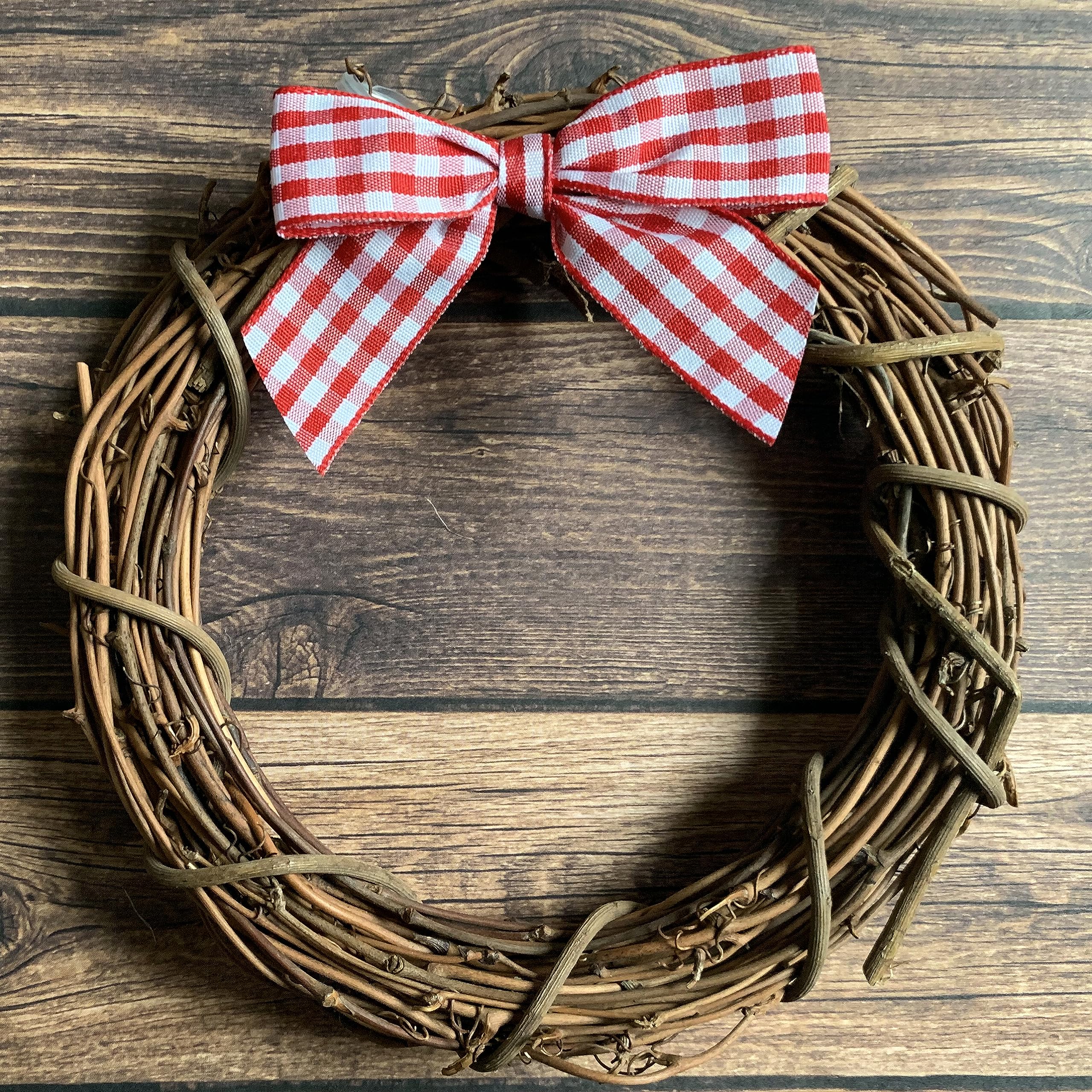 Red & White Gingham Pre-Tied Bows - 3" Wide, Set of 12, Buffalo Check, Plaid Gift Basket Decor, Wedding Embellishments, Party Favors, Birthday, Fall, Christmas, Valentine's Day