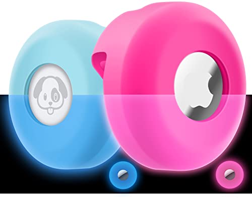 PANZZDA Airtag Dog Collar Holder [2 Pack] Silicone Air Tag Cat Collar Cover, Anti-Lost Locator Protective Case for Apple Airtags Compatible with Pet Collars Loop Dogs Cats & Pets Accessories