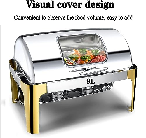 Stainless Steel Chafing Dishes with Lid for Parties 9L Commercial Food Warmer for Buffet, Buffet Server with 3 Kind of Warming Tray for Holidays, Catering, Home Dinners