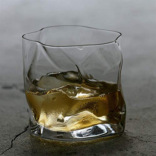 Generic Japanese Edo Designer Crumple Paper Irregular Shape Crystal Faceted Der Whiskybecher Whiskey Whisky Rock Glass Artwork Wine Cup (2 Pcs)