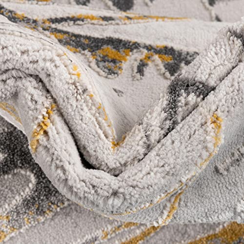 Rugs.com Finsbury Collection Rug β 5' 3 x 8' Yellow and Gray Medium Rug Perfect for Living Rooms, Large Dining Rooms, Open Floorplans