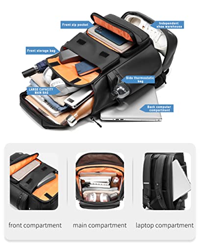 NASKVOWT Men travel backpack, gym backpack with shoe compartment, travel bag with shoe compartment, travel backpack carry on with USB charging port, camping, outdoors trekking backpack