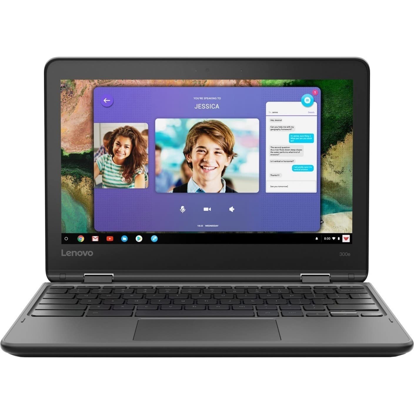 Lenovo 300e Windows 2nd Gen 81M9007MUS 11.6" Touchscreen Netbook - HD - 1366 x 768 - Intel Celeron N4120 Quad-core (4 Core) 1.10 GHz - 8 GB Total RAM - 128 GB SSD - Gray